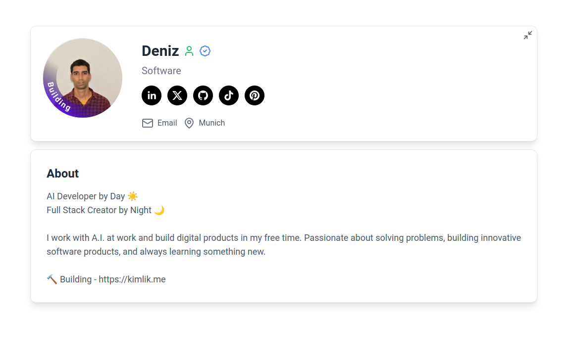 Kimlik - The Simplest Way to Build and Share Your Profile